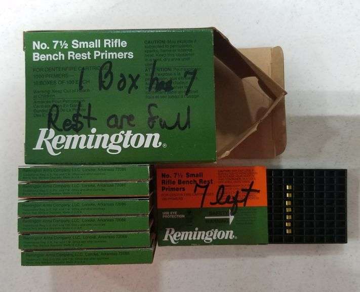 Remington No. 7-1/2 Bench Rest Primers (1 X 1000 + 607 = 1607 Primers ...