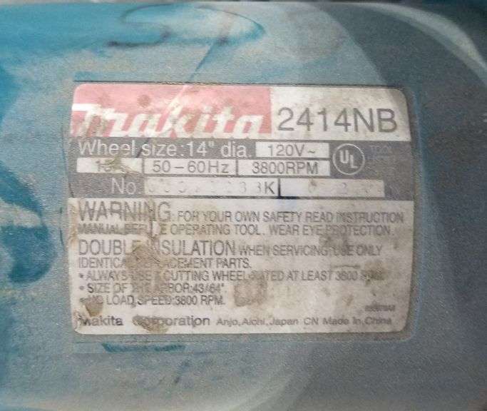 Makita Model 2414NB 14" Cut-Off Saw - Adam Marshall Land & Auction, LLC