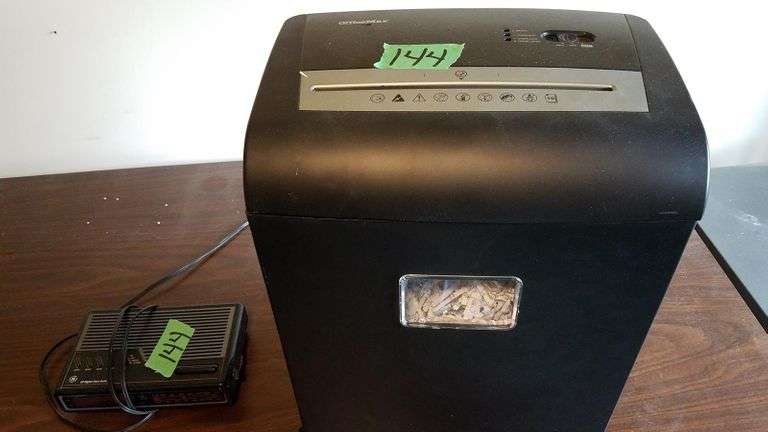Office Max Paper Shredder and Radio - Adam Marshall Land & Auction, LLC