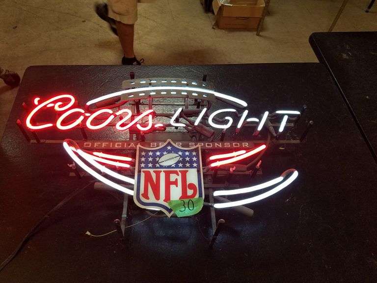 Coors Light NFL Lighted Neon Sign, works - Adam Marshall Land & Auction ...