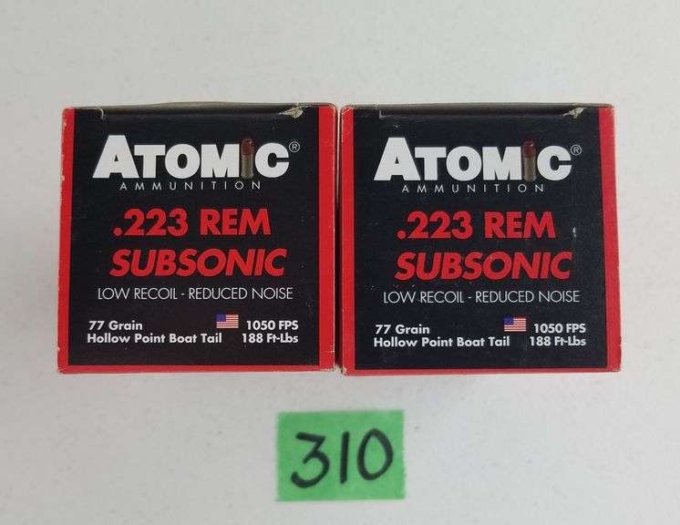 Atomic Ammunition 223 Rem Subsonic - 77 Gr HP Boat Tail (2 X 50) - Adam ...