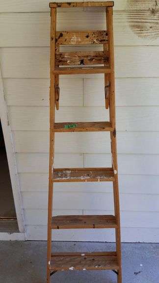 6 Ft Wood Step Ladder - Adam Marshall Land & Auction, LLC
