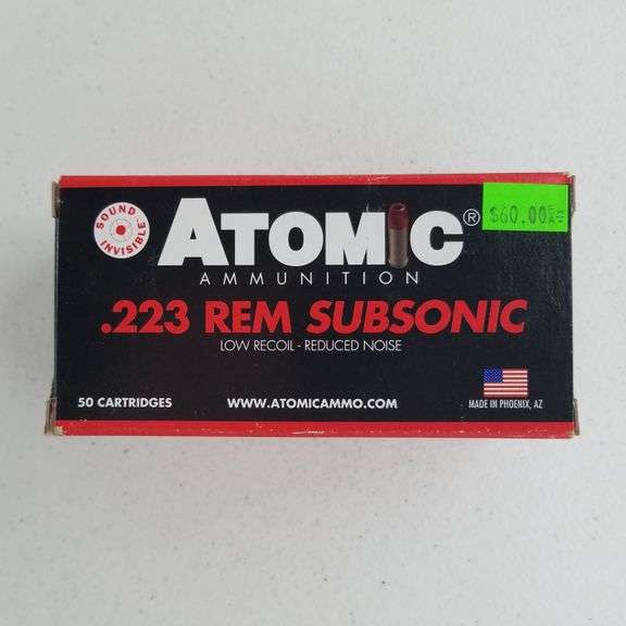 Atomic Ammunition 223 Rem Subsonic - 77 Gr HP Boat Tail (2 X 50) - Adam ...
