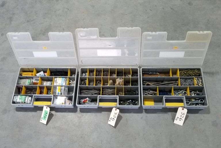 (3) WorkForce 24 Compartment Organizers W/Assorted Hardware - Adam ...