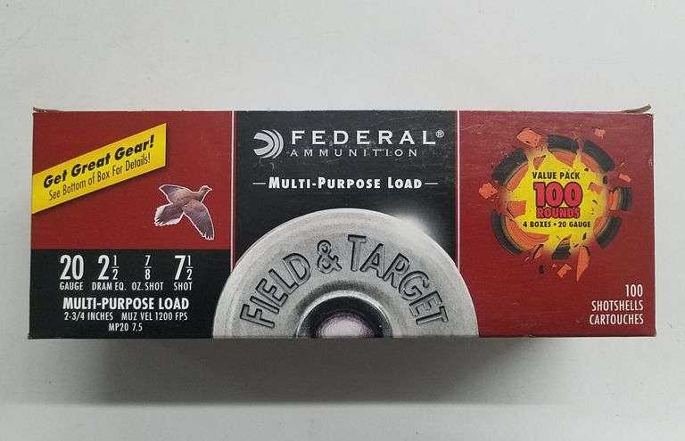 Federal Multi-Purpose Load - 12 GA, 2-3/4", 7-1/2 Shot (4 X 25 = Case ...