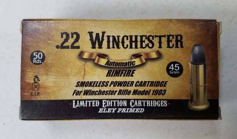 22 Winchester Automatic Rimfire For Winchester Rifle Model 1903 - 45 Gr ...