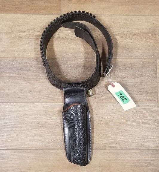 Hunter Black Leather Tooled Gun Belt W/Holster - Adam Marshall Land ...