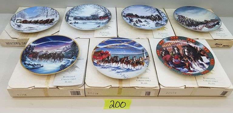 Set of 7 Budweiser World Famous Plate Collection; all in boxes - Adam ...