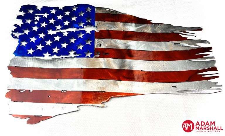 Metal Sign American Flag - Adam Marshall Land & Auction, LLC