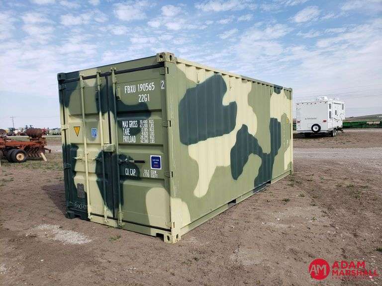 20FT Camo Shipping Container - Adam Marshall Land & Auction, LLC
