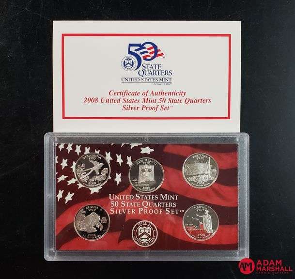 (5) 2004-2008 US Mint 50 State Quarters Silver Proof Sets - Adam ...