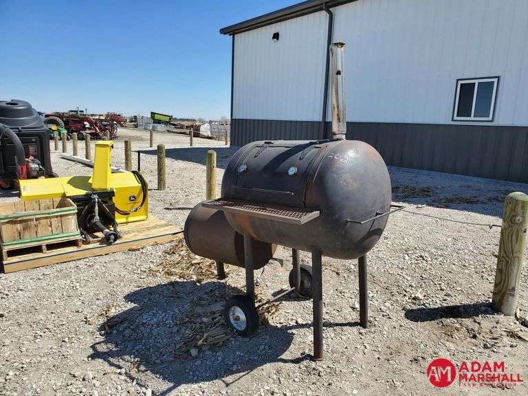 Shop Built Offset Smoker w/ Gas Burner - Adam Marshall Land & Auction, LLC