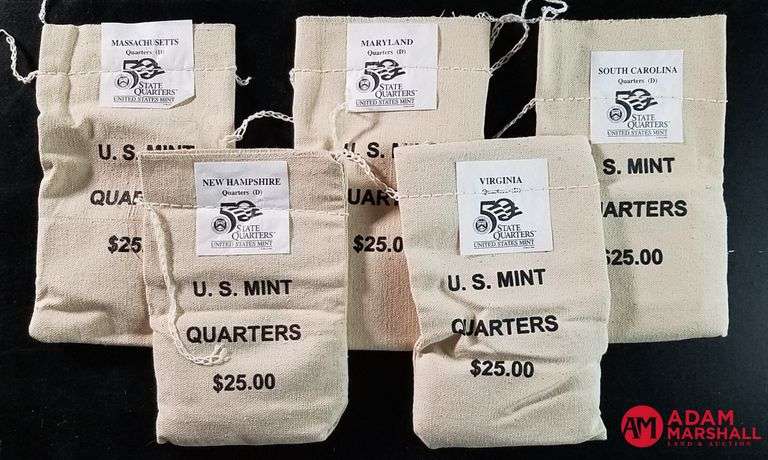 (5) 2000 Series US Mint 50 State Quarters $25 Bags (1 D Of Each State ...