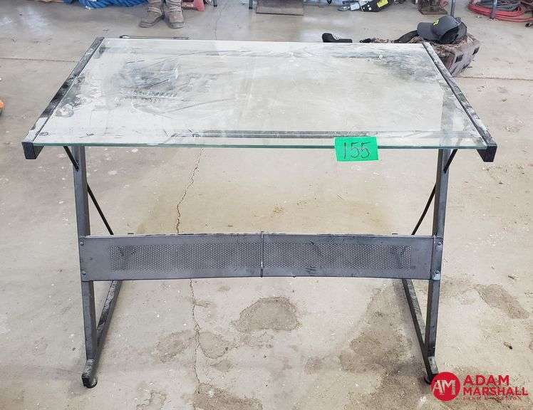 Glass top with metal base computer table/desk - Adam Marshall Land ...