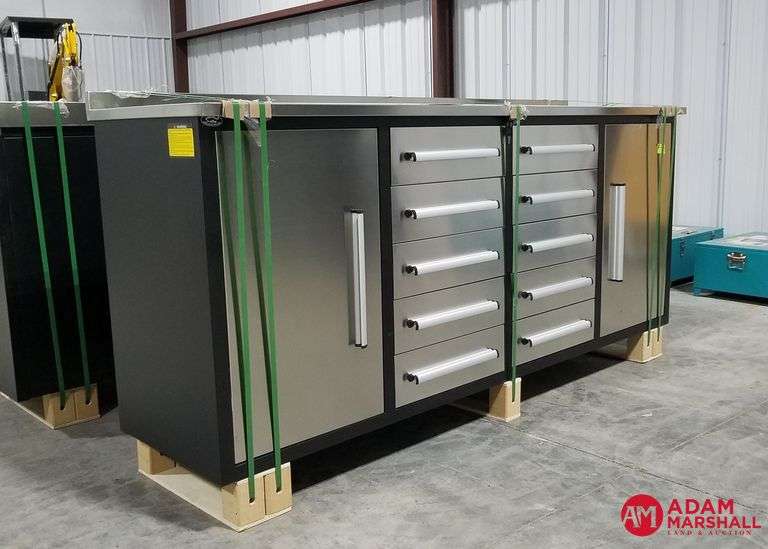 Unused Suihe Tool Box - Stainless Steel, 10 Drawer & 2 Door, 88" W x 24 ...