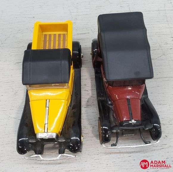 (5) piece lot:1928 Chevy, 1932 Chevy, Mail truck, 1932 Chevy, 1918 ...