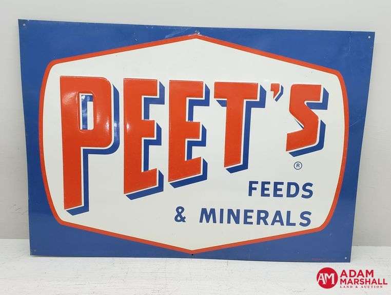 Peet's Metal sign, Hesson Model 930DT tractor in box - Adam Marshall Land & Auction, LLC