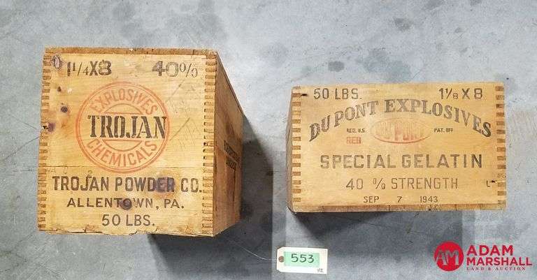 (2) Vintage Wooden Explosives Crates - DuPont & Trojan - Adam Marshall ...