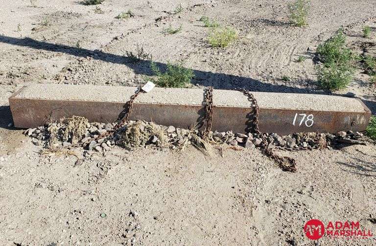 Fabricated concrete/steel driveway drag with chains. Approx. 8'8"L ...