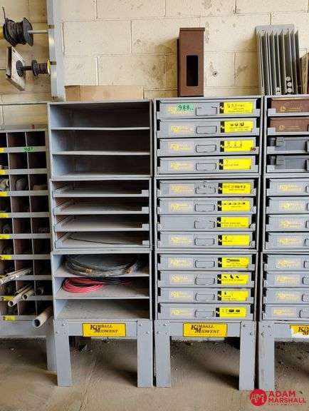 Kimball Midwest (6) Compartment Box Racks W/12 Drawers, (2) Bases ...