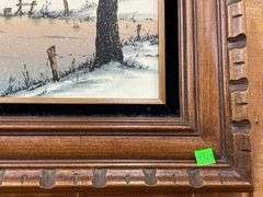 C. Carson winter mill scene with accent light 24x20 - Christys