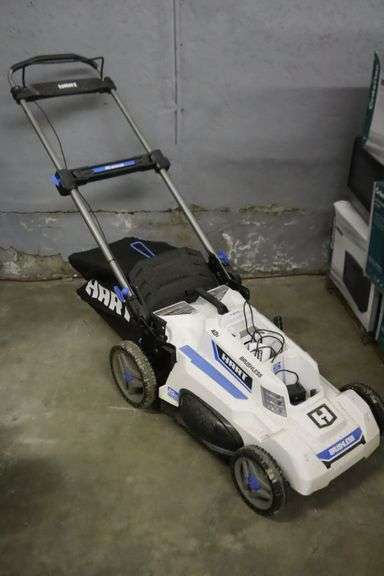 HART 40V CORDLESS BRUSHLESS 20" SELF PROPELLED MOWER. BATTERY AND ...
