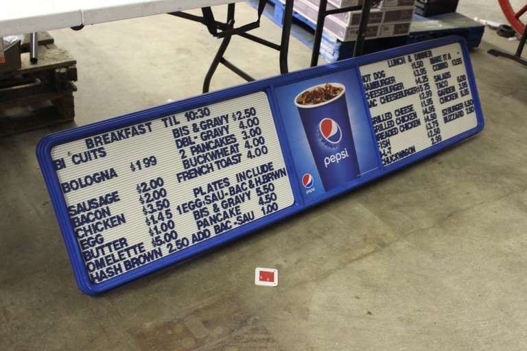 Pepsi Menu Sign W/ Extra Letters - Matthews Auctioneers