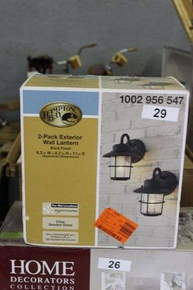 Hampton Bay Exterior 2-Pack Wall Lantern - Open Box - Matthews Auctioneers Hampton Bay Exterior 2-Pack Wall Lantern - Open Box - Matthews Auctioneers