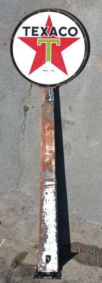 1958 Ceramic 6’ Texaco Sign w/ Pole - Matthews Auctioneers