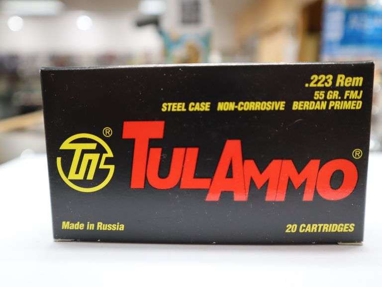 TULAMMO 223 REM 55GR FMJ STEEL CASE 20 RDS - Matthews Auctioneers
