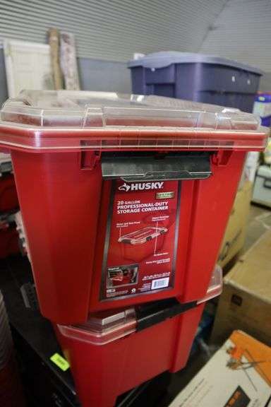 (2) Husky 20 gal professional duty storage container - Matthews Auctioneers
