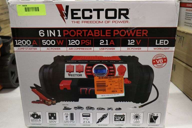 Vector 6 in 1 portable power 1200A Jump Starter - Matthews Auctioneers