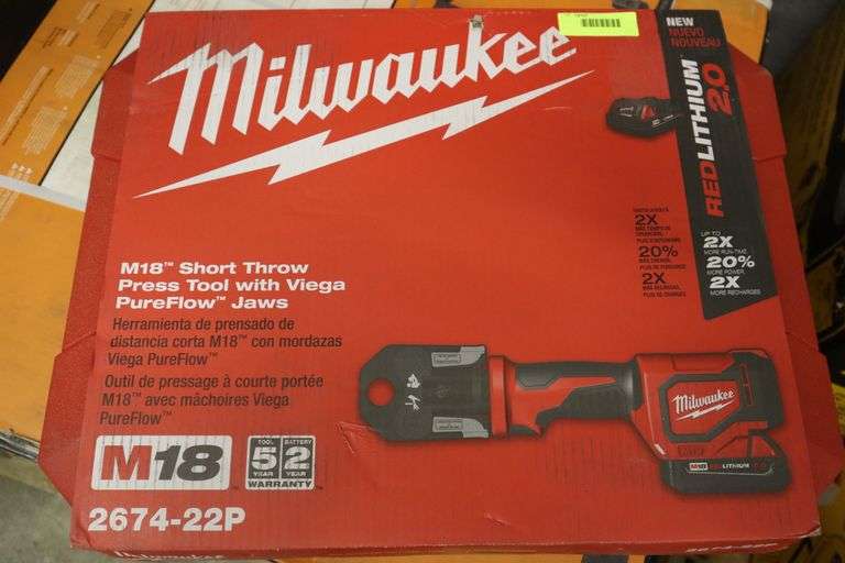 Milwaukee M18 Short Throw Press Tool with Viega Pureflow Jaws ...