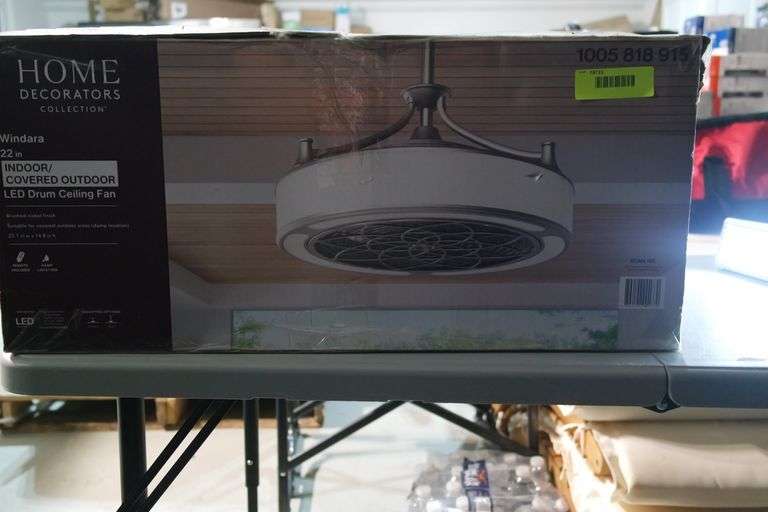 Windara 22 in. LED Indoor/Covered Outdoor Brushed Nickel Ceiling Fan ...