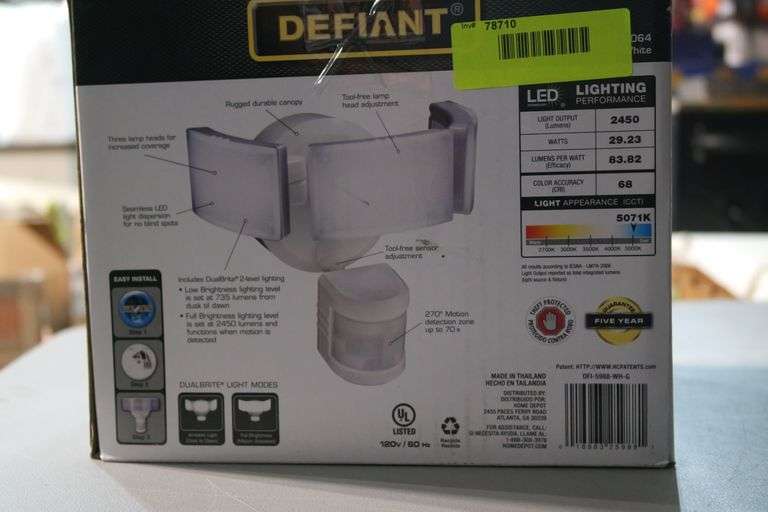 DEFIANT MOTION ACTIVATED SECURITY LIGHT - Matthews Auctioneers