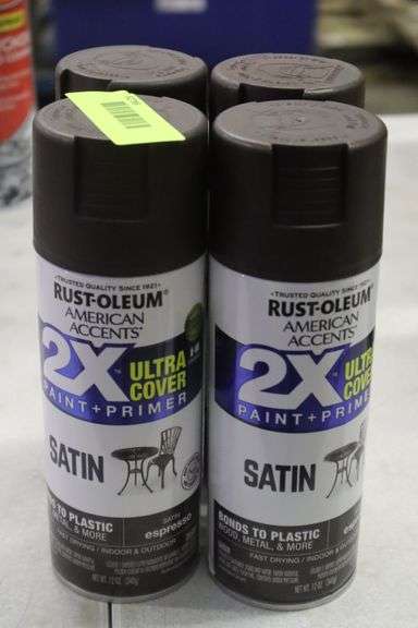 (4) Rust Oleum satin espresso paint+primer - Matthews Auctioneers