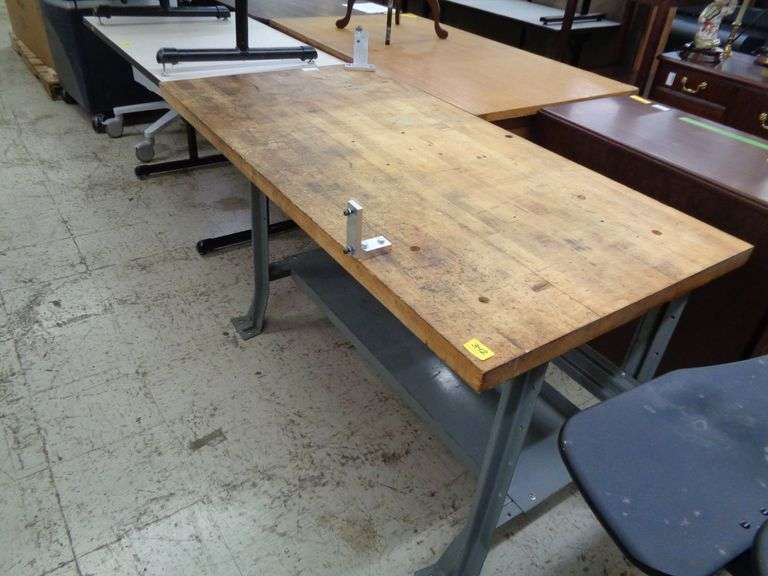 1 -BUTCHER BLOCK WORK BENCH - Matthews Auctioneers