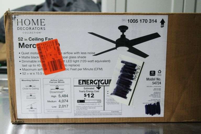 Mercer 52 in. Integrated LED Indoor Matte Black Ceiling Fan with Light ...