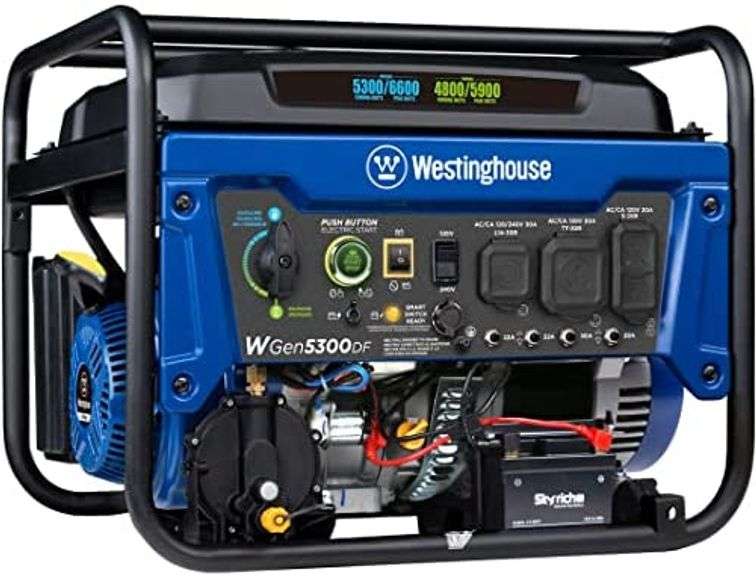 Westinghouse Portable Generator 6600 peak watt dual fuel - Matthews Auctioneers