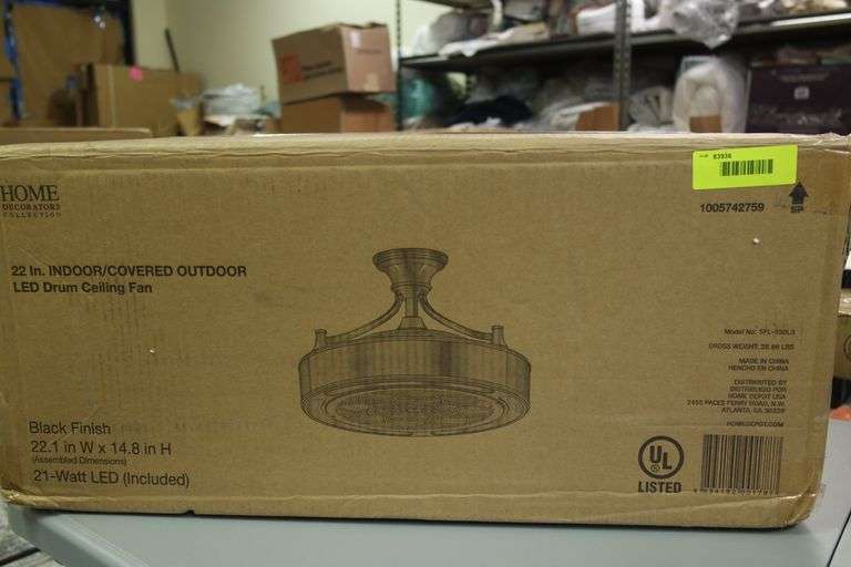 Windara 22 in. LED Indoor/Covered Outdoor Black Ceiling Fan with Light ...