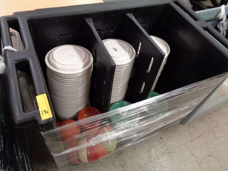 1 -PLATE CART WITH PLATES & BOWLS - Matthews Auctioneers