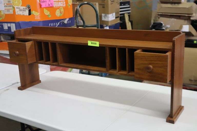 Wood desk topper with compartments - Matthews Auctioneers