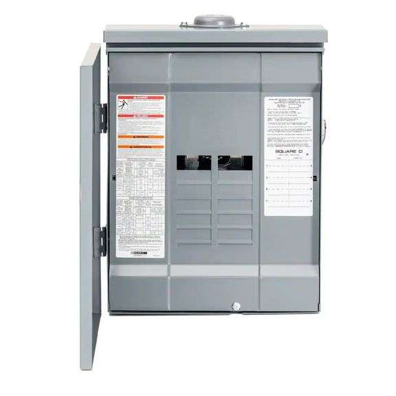 Square D Homeline 125 amp 8-space 16-circuit outdoor main lug plug on ...