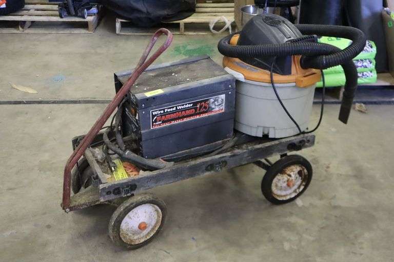 Farmhand 125 Wire Welder with Wagon and Shopvac - Matthews Auctioneers