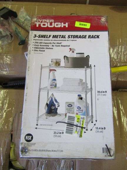 Hyper Tough 3 shelf metal storage rack - Matthews Auctioneers