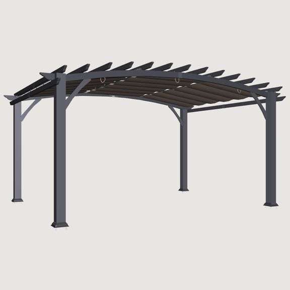 12x16 Steel Pergola w/ Textilene Roof (Brown) - Matthews Auctioneers