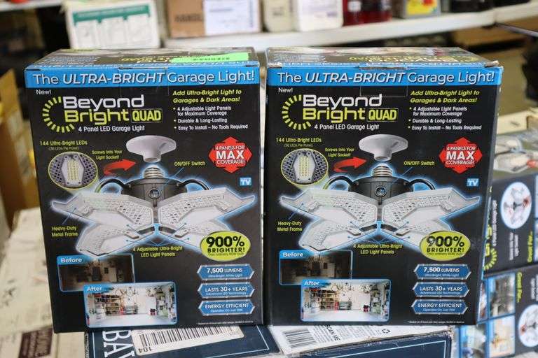 (2) Beyond Bright Quad 4 panel LED Garage Light - Matthews Auctioneers