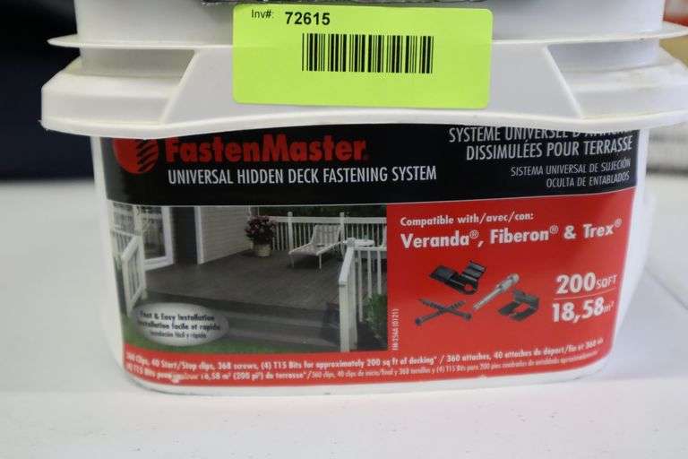 FastenMaster universal deck fastening system - Matthews Auctioneers