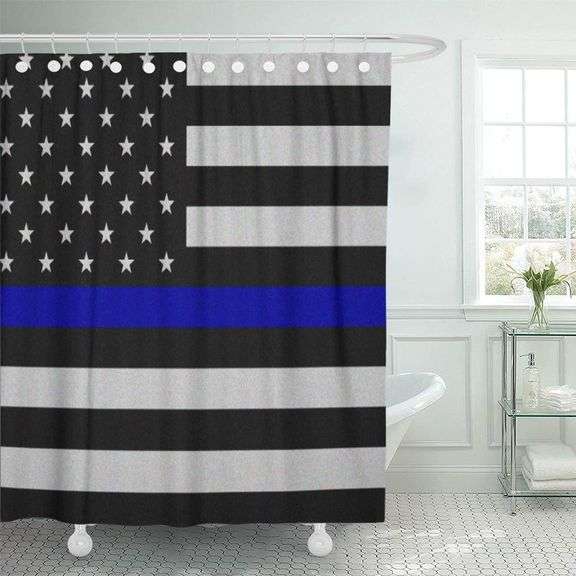 Thin Blue Line Shower Curtain - Matthews Auctioneers