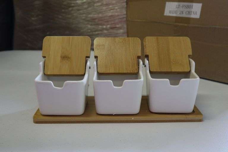 3 pc small canister set with tray - Matthews Auctioneers
